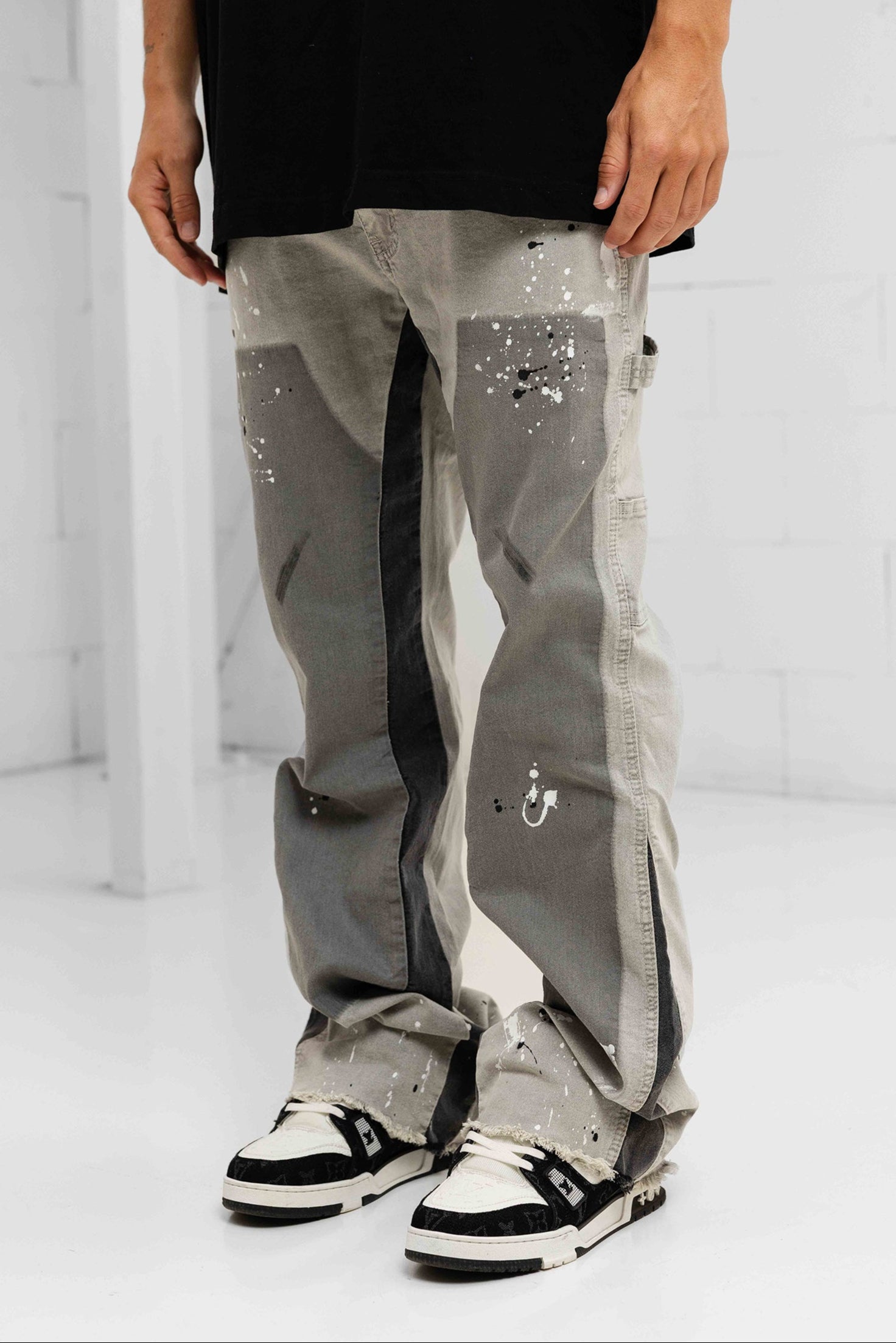 Paint Splatter Denim Jeans - Grey
